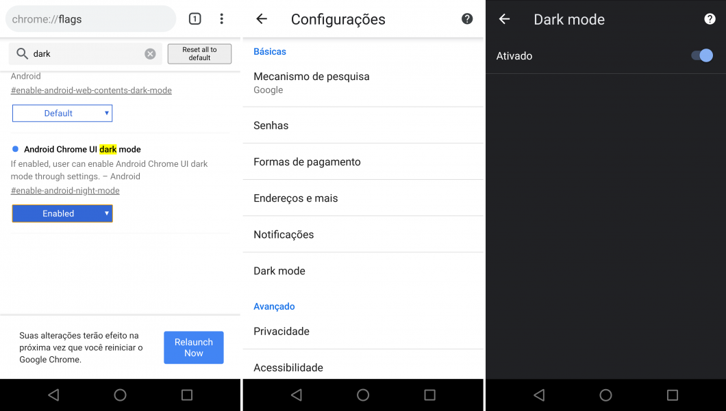 Google Chrome expande modo escuro em testes no Android • Tecnoblog