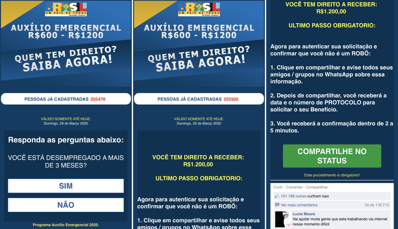 Golpe via WhatsApp promete auxílio de R$ 1.200 do governo • Tecnoblog