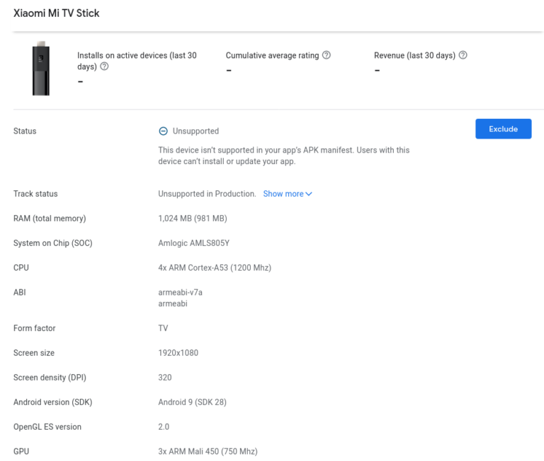 Xiaomi Mi TV Stick 1080p surge no Google Play Console • Tecnoblog