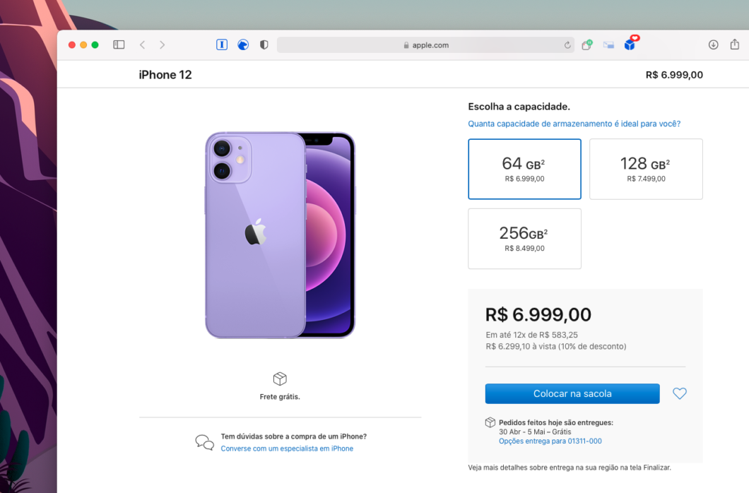 iPhone 12 e 12 Mini roxo entram em pré-venda da Apple no Brasil • Tecnoblog