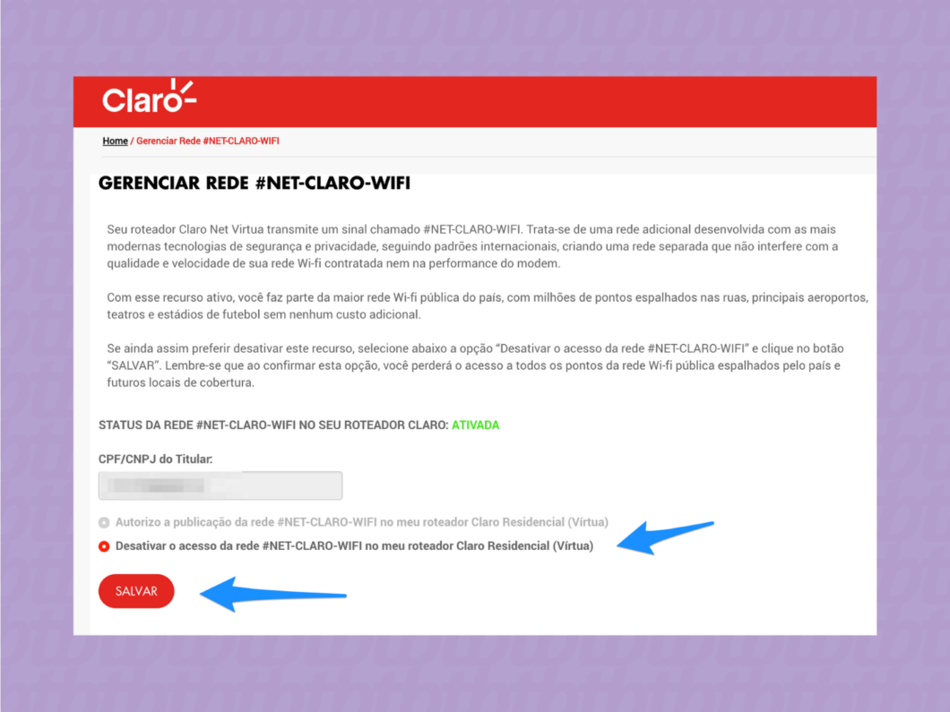 Como desativar a rede #NET-CLARO-WIFI do meu modem • Tecnoblog