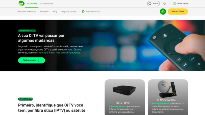 Oi desiste de IPTV por fibra ótica e encerra assinatura de clientes ...