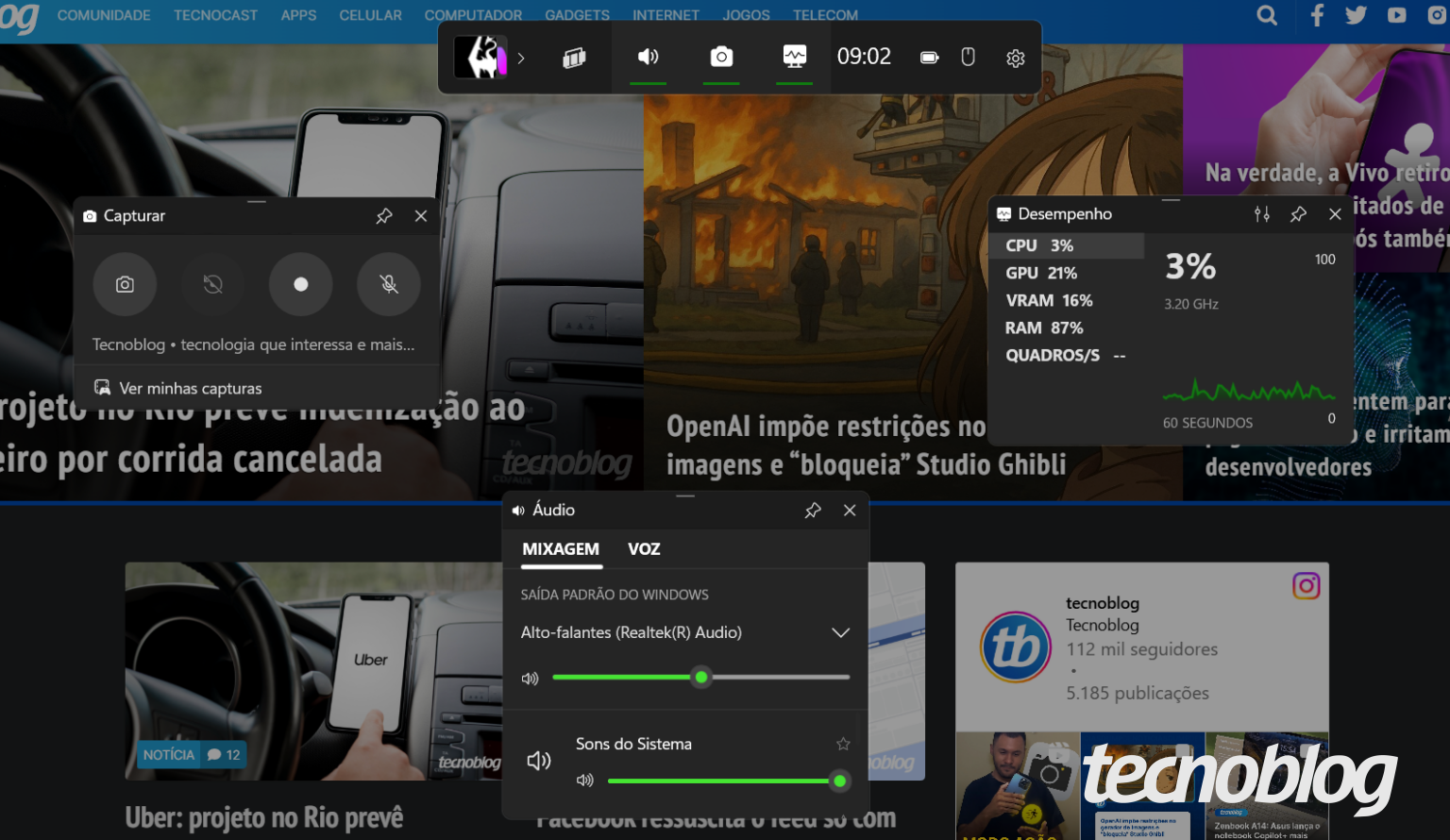 Microsoft atualiza Game Bar do Windows com novo visual e widgets ...
