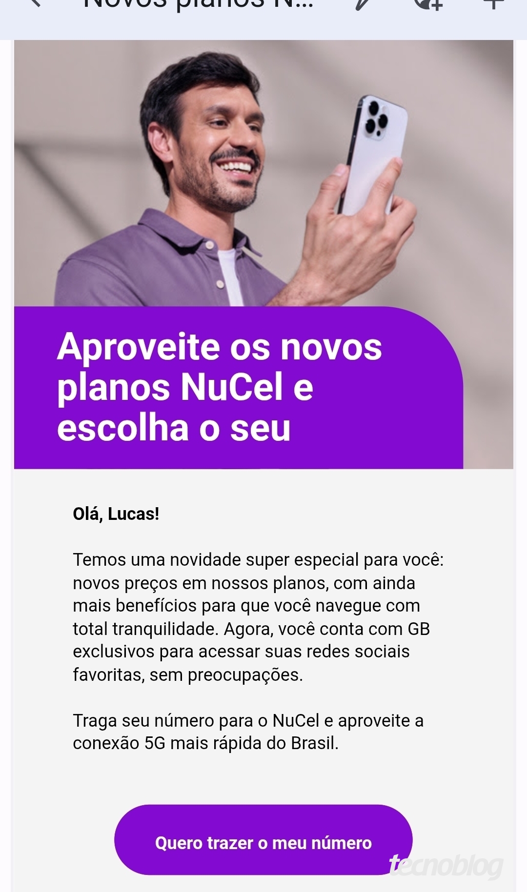 Nubank inclui franquia para redes sociais nos planos da NuCel • Tecnoblog